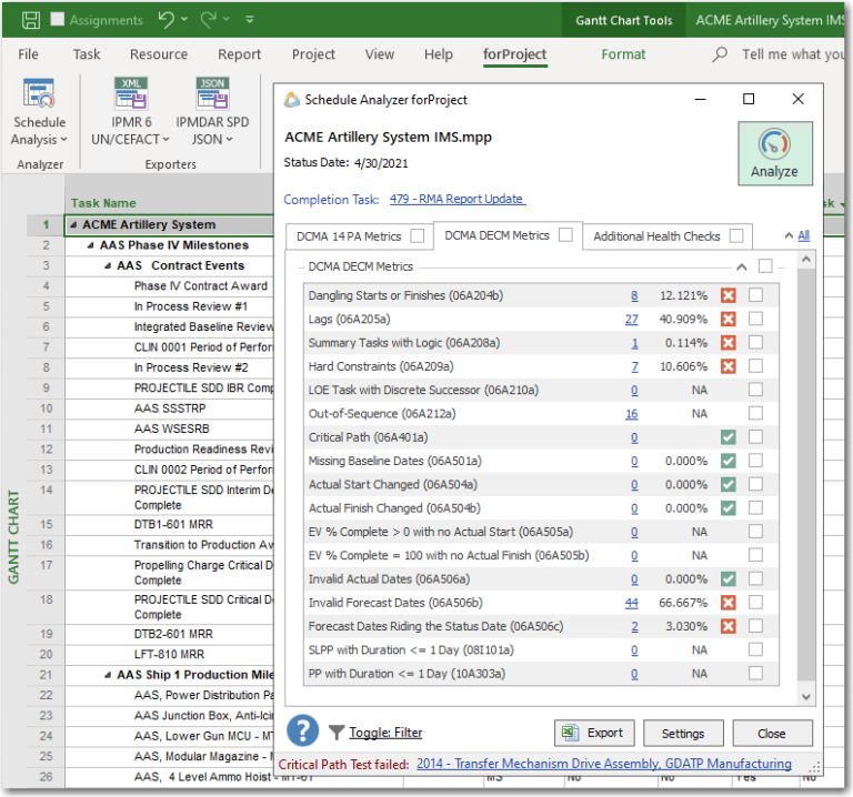 DCMA Schedule Analyzer is now Schedule Analyzer forProject